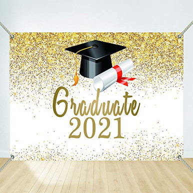Felizotos Glitter Gold Congrats Grad Backdrop 2021 Graduation Photo ...