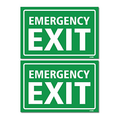 `-2 Pack- Emergency Exit Sign Sticker 8.85 x 5.85 inch Self-Adhesive ...