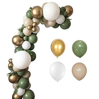 Sage Green Balloon Garland Arch Kit 79PCS Latex balloons with Sage Champagne White Gold Balloons ...