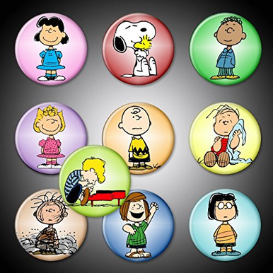Peanuts Gang magnets Set of 10 Characters 1 inch Charlie Brown Linus ...