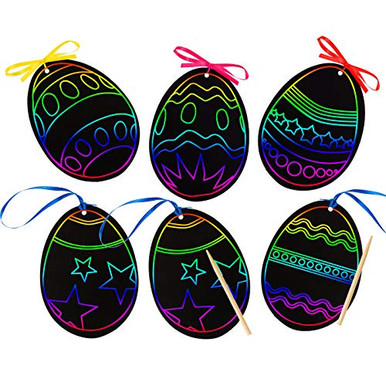 48 Pieces Scratch Paper Easter Scratch Craft Art Easter Day Ornaments ...