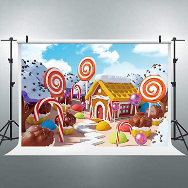 Riyidecor Sweet Candyland Lollipop Backdrop Winter Christmas Cartoon ...
