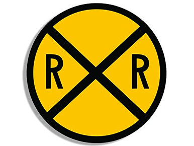 American Vinyl Round Yellow RR Railroad Sticker -Rail Railway line Sign ...
