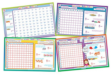 Educational Kids Placemats - Math Set of 4 Table Mats: Addition ...