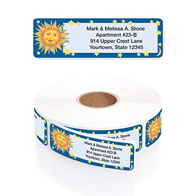 Celestial Blue Designer Rolled Address Labels with Elegant Plastic ...