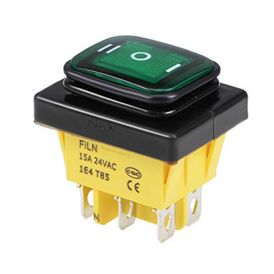 uxcell DPDT Boat Rocker Switch Green LED Waterproof Toggle Switches for ...