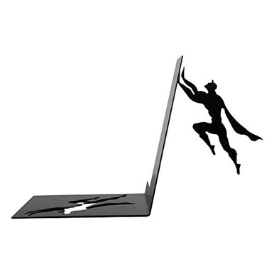 LOHOME Superman Bookend - Black Metal Superhero Floating Bookshelf ...