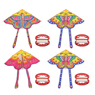 CLISPEED 4pcs Kids Animal Kites Butterfly Flying Toys Triangle Kite ...