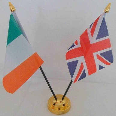 Ireland Tricolour Irish Union Jack 2 Flag Friendship Table Display With ...