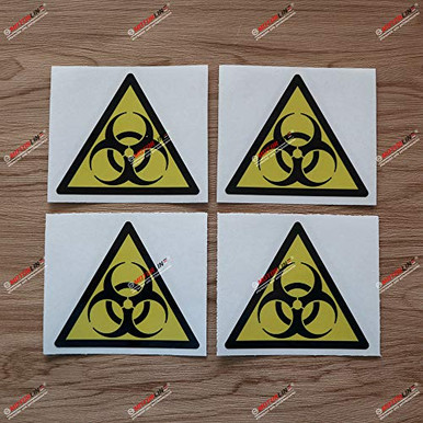 4X Glossy 4 Inches Biological Hazard Biohazards Symbol Triangle Decal ...