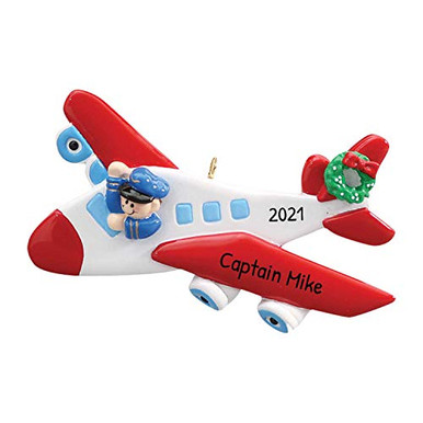 Personalized Airplane Christmas Tree Ornament 2020 - Captain Flying Red ...
