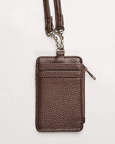 Lanyard Organizer - ID Holder Wallet - Brown - Warehousesoverstock