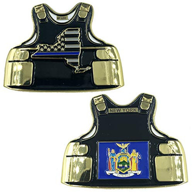 D-018 New York NY Leo Thin Blue Line Police Vest State Flag Challenge ...
