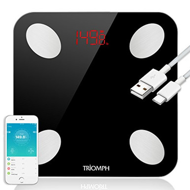Triomph Rechargeable Smart Bluetooth Scale, USB Charging Body Fat Scale ...