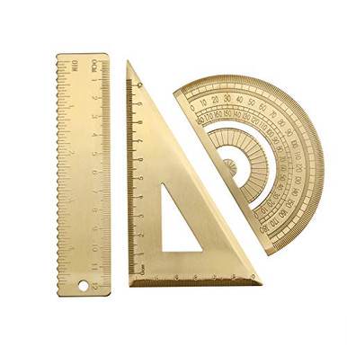 3 Packs Brass Triangle Ruler Protractor Set Geometry Scale Ruler Math ...