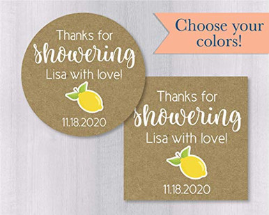 Personalized Lemon Bridal Shower Stickers Baby Shower Kraft Brown ...