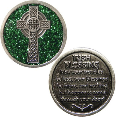 Irish Blessing with Bright Green Enamel Pewter Pocket Token ...