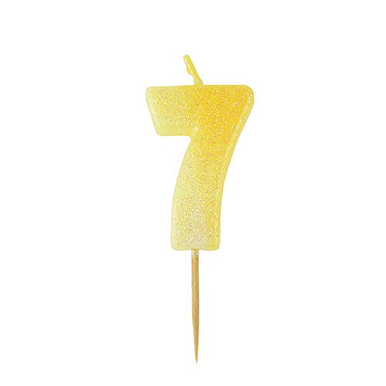 Homeford Number 7 Glittered Birthday Candle Yellow 2-Inch ...