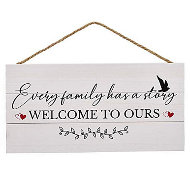 Mienno Every Family Has A Story Welcome to Ours Decorative Wood Hanging ...