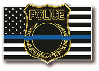 Thin Blue Line Shield Law Enforcement Support American Flag Decal ...