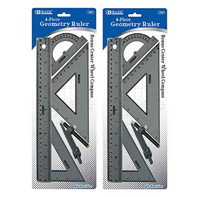 BAZIC 5-Piece Geometry Ruler Combination Sets Compasses Protractor ...