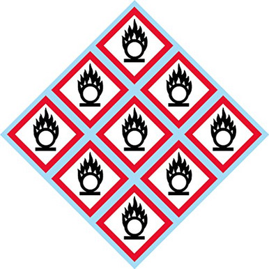 GHS Oxidation Flame Over Circle Pictogram 2 inch W x 2 inch H Decal ...