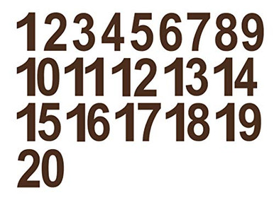 Brown Numbers 1-20 Stickers Vinyl Decals Choose Size from 1 inch to 8 ...