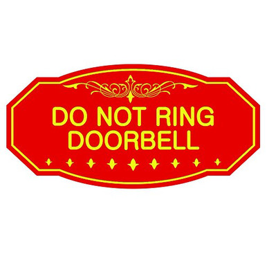 DO NOT RING DOORBELL Victorian Door / Wall Sign -Red / Yellow- - Small ...