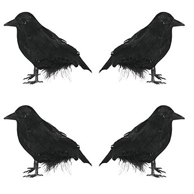 Halloween Realistic Crows Feathered Artificial Crows Decorations ...