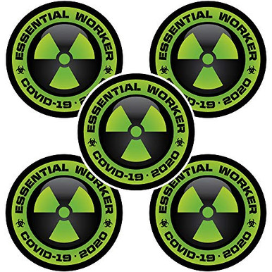 5 GREEN Essential Worker Stickers - 5 PACK Toxic Symbol 2020 Hazard ...