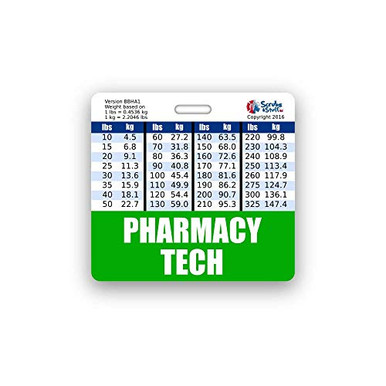 Pharmacy Tech Badge Buddy Horizontal w/Height and Weight Conversion ...
