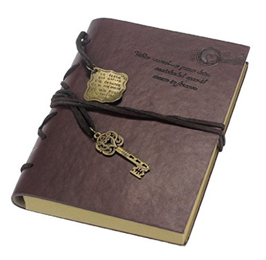 START Vintage Magic Key String Leather Dark Brown Diary Notebook ...