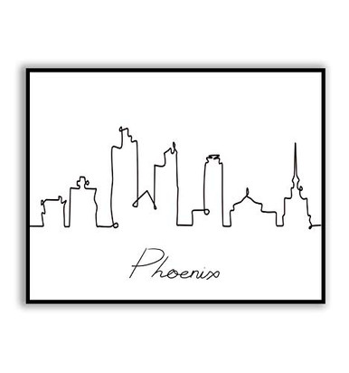 Phoenix Skyline City Cityscape Art Phoenix Minimalist One Line Drawing ...