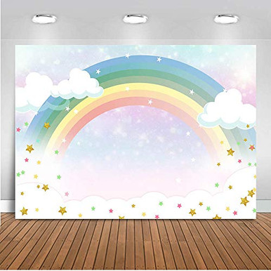 Mocsicka Rainbow Backdrop for Girls Birthday Party 7x5ft White Cloud ...