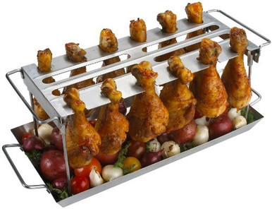 GrillPro 41552 Stainless Steel Grill Wing Rack - Warehousesoverstock