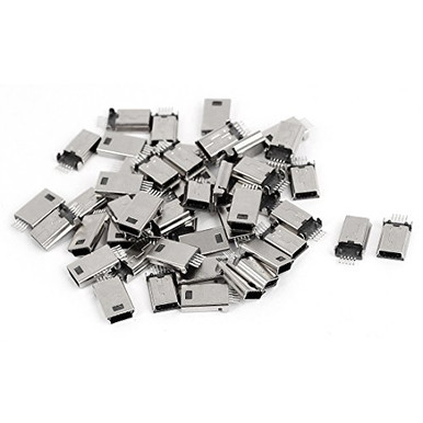 IIVVERR 5-Pin Mini-B USB Male Socket Connector 50 pcs -Conector macho ...