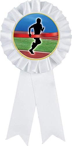 Running White Rosette Ribbon Award Finish Line Male Race Trophy Ribbon ...