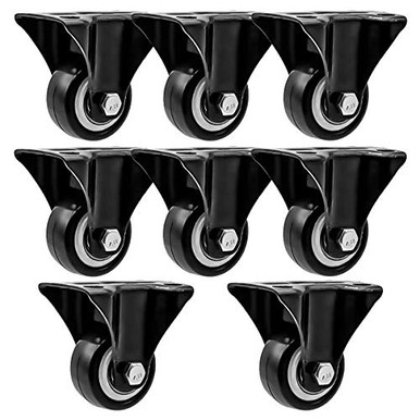 FactorDuty 8 Pack 1.5 inch Caster Wheels Rigid Fixed Stationery Non ...