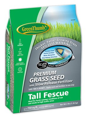 Green Thumb 3 LB Premium Coated Tall Fescue Seed - Warehousesoverstock