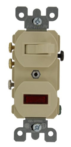 Leviton 5246-I 15A, 120V, Duplex Style 3-Way, Neon Pilot AC Combination ...