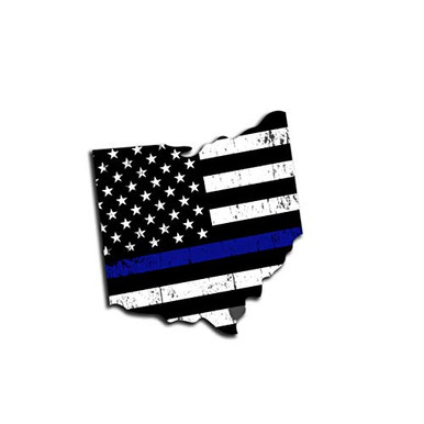 Tower Decals 13 inch X 9 inch Ohio State Thin Blue Line Distressed ...