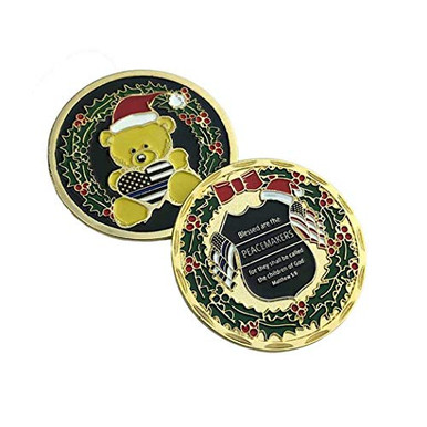 Challenge Coin-Christmas Bear Thin Blue Line for Police Officers ...