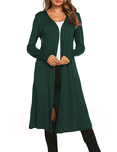 Bluetime Women Lightweight Long Sleeve Plus Size Open Front Long Maxi ...
