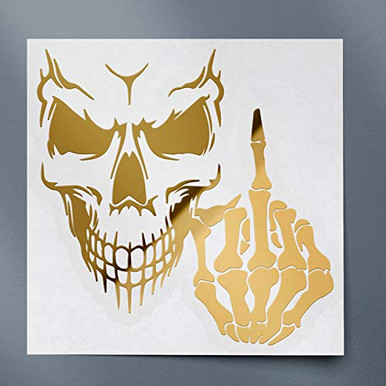 USC DECALS Skeleton Middle Finger Skull -Metallic Gold- -Set of 2 ...