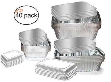 Tiger Chef 40-Pack Oblong Tin Foil Pans with Lids, Disposable Aluminum ...