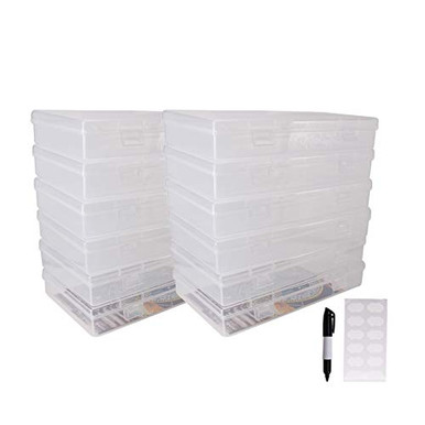 SUITUS 12 Pack Plastic Photo Storage Organizer Box/Case -4x7 Inch ...