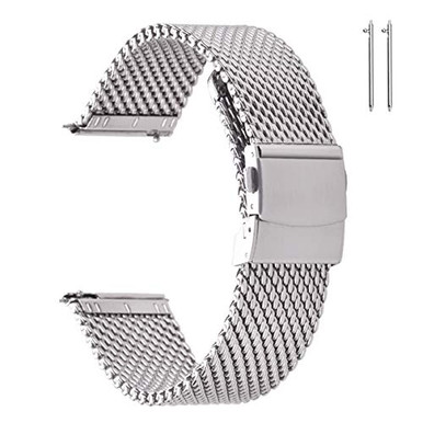 EACHE Stainless Steel Thick Mesh Watch Band For Men Heavy Duty Metal ...