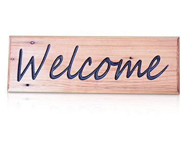 Welcome Sign - Solid Wood - The letters have been engraved using CNC ...