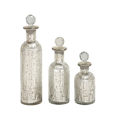 Deco 79 Classic Clear Glass Bottles with Decorative Stoppers, Set of ...