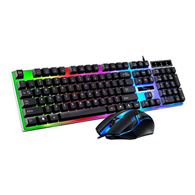 KOBI G21B USB Wired Keyboard Mouse Set Rainbow-Color Backlight for ...